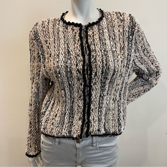 Estelle | Sweaters | Estelle Vintage 8s Cream Black Cardigan Sweater ...